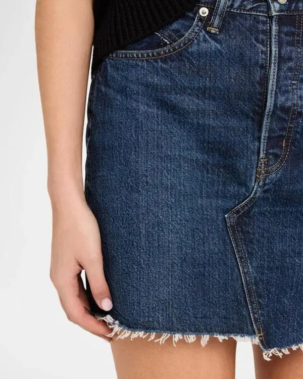 Moussy Vintage Duxbury Western Denim Mini Skirt - Blue