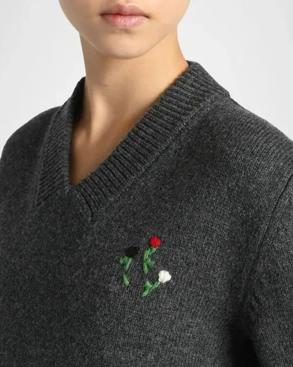 Marni Floral Embroidered Wool-cashmere Sweater