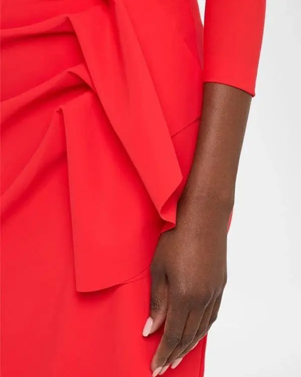 Chiara Boni La Petite Robe Wang Draped High-low Midi Sheath Dress - Geranium