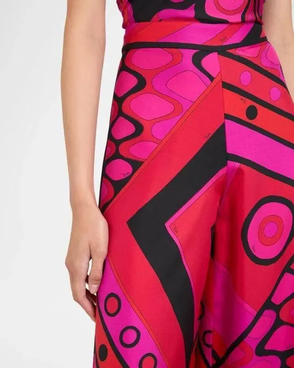 Emilio Pucci Vivara Silk Twill Wide-leg Pants - Fuchsia/black