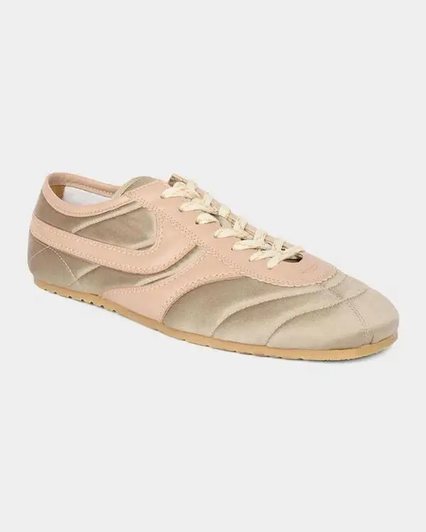 Dries Van Noten Slim Satin & Leather Low-top Sneakers