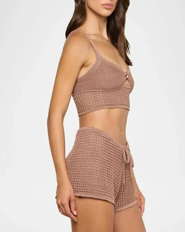 L & APOS;AGENCE Tracy Pointelle-knit Bralette Top
