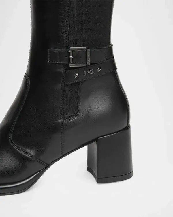 NEROGIARDINI 60mm Buckle Strap Leather Knee-high Boots