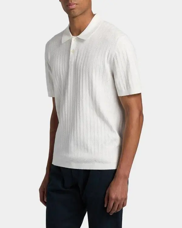 Theory Apos;s Striple Cable Knit Polo Shirt - White