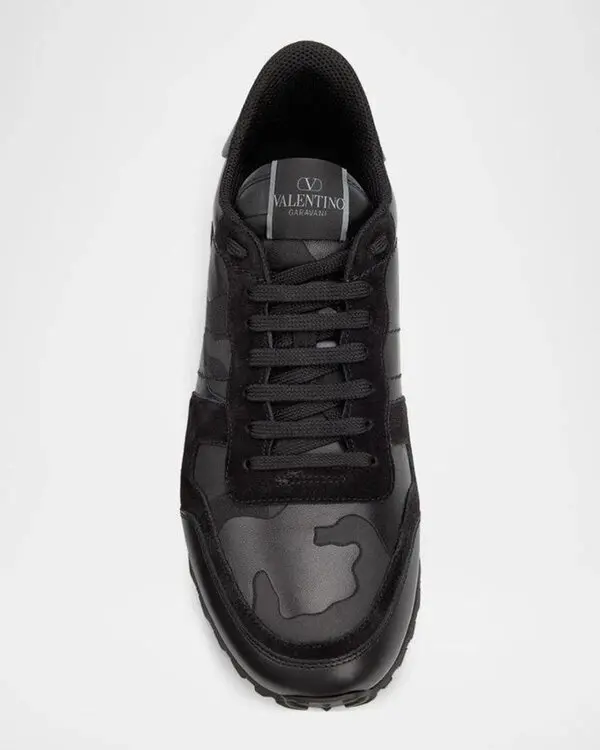 Valentino Garavani Apos;s Rockrunner Cotton And Leather Sneakers