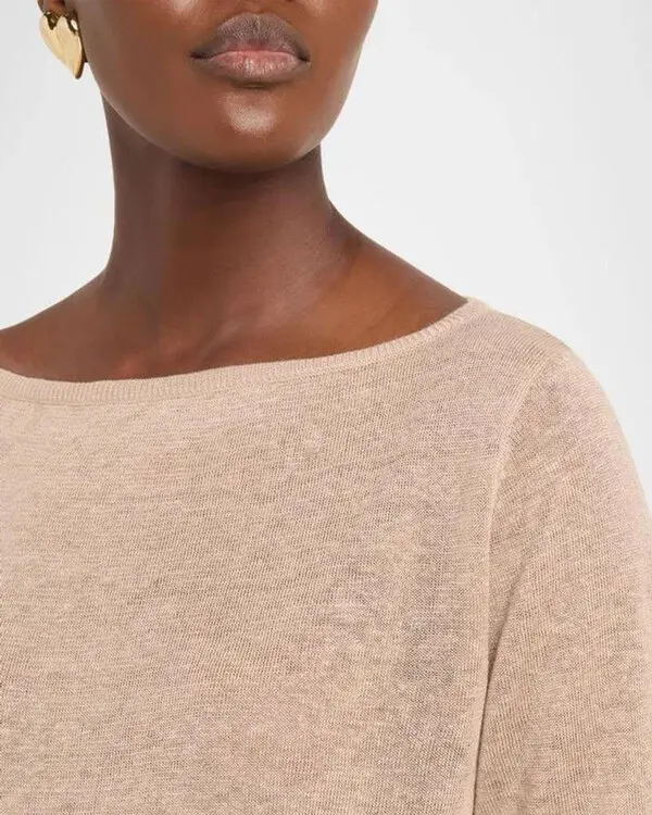 Majestic Filatures Bateau-neck Linen Knit Top