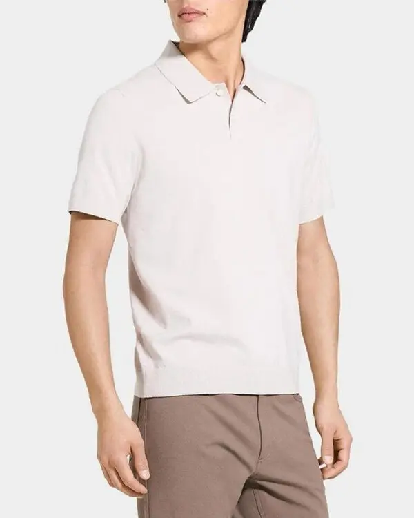 Theory Apos;s Soris Viscose Knit Polo Shirt - Slvr Cloud
