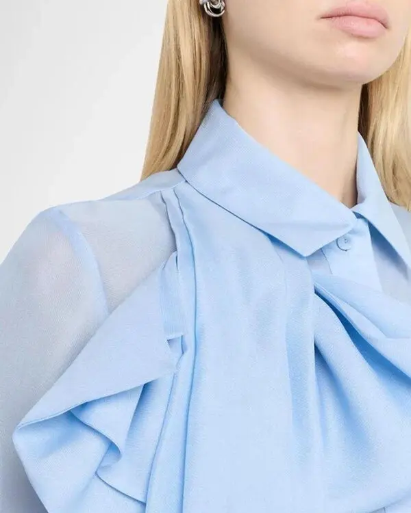 Dice Kayek Bow Striped Silk Button-down Top