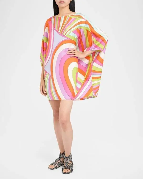 Emilio Pucci Iride Silk Twill Mini Caftan Dress