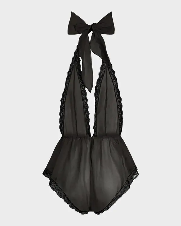 Dolce & Gabbana Lace-trim Plunging Halter Bodysuit - Black
