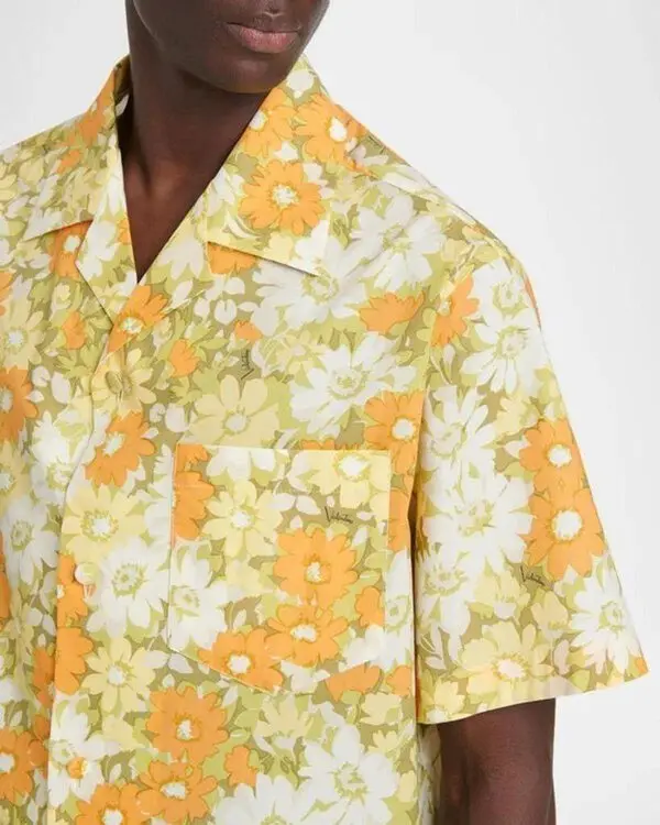 Valentino Garavani Apos;s Cotton Floral Pocket Camp Shirt