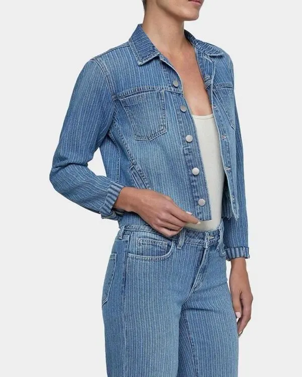L & APOS;AGENCE Janelle Raw Slim-fit Denim Jacket