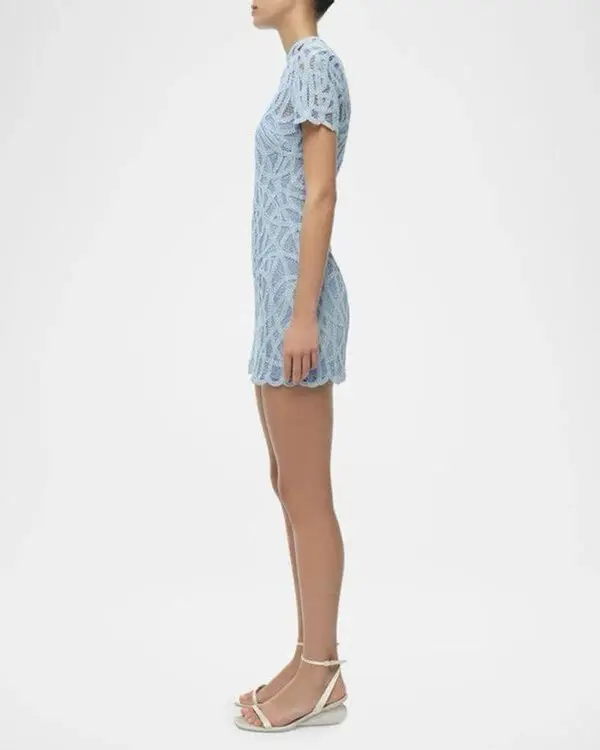 Simkhai Desiree Scalloped Macrame Mini Dress