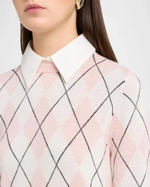 Alice + Olivia Carolann Argyle Knit Collared Sweater
