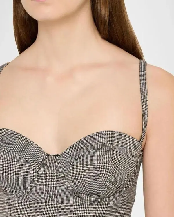 L & APOS;AGENCE Sonya Plaid Bustier Top
