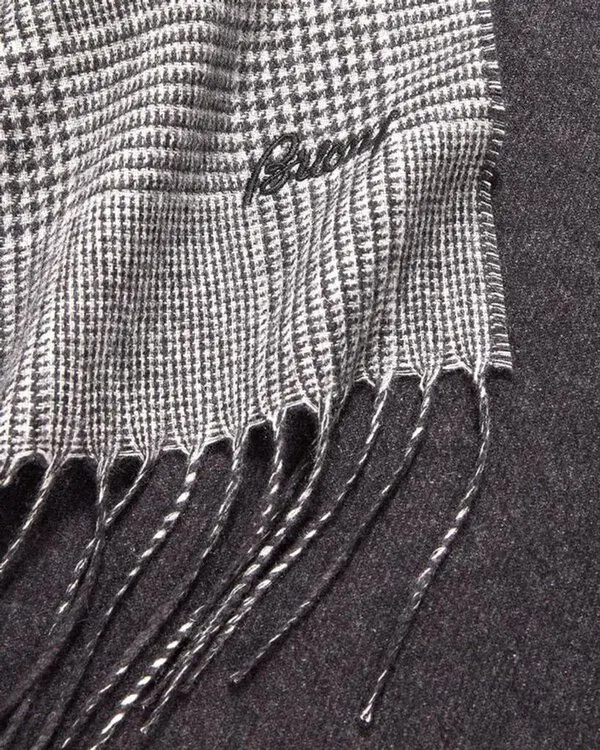 Brioni Apos;s Silk And Cashmere Double-face Houndstooth Plaid Scarf