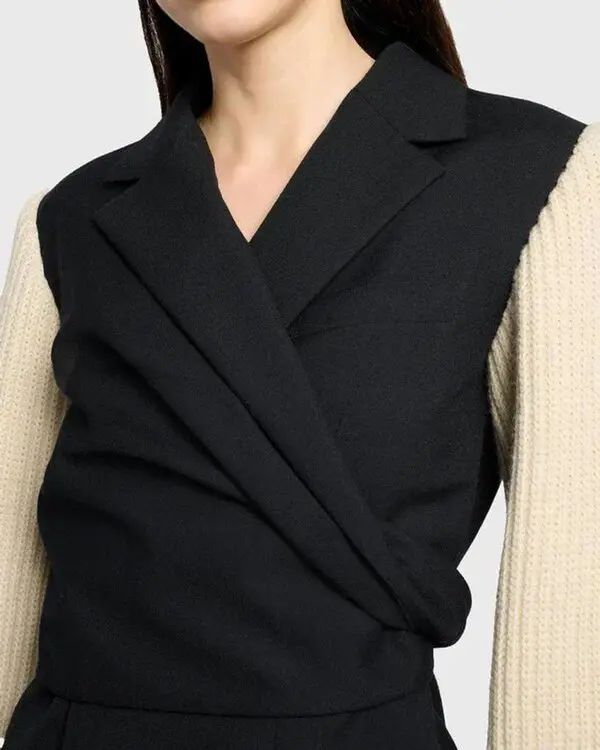 Dries Van Noten Beline Knit-sleeves Wrap Blazer Jacket