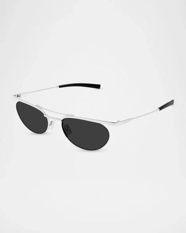 Saint Laurent 54mm Metal Aviator Sunglasses - Silver