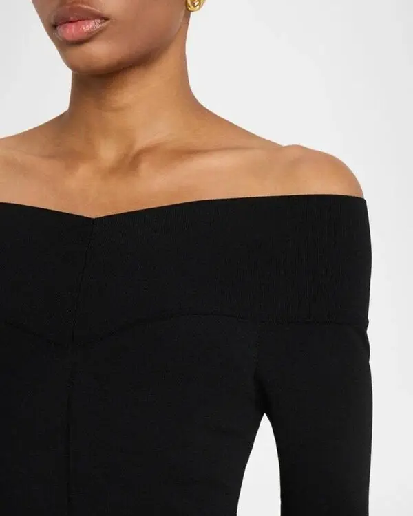 Stella McCartney Compact Knit Off-shoulder Maxi Dress
