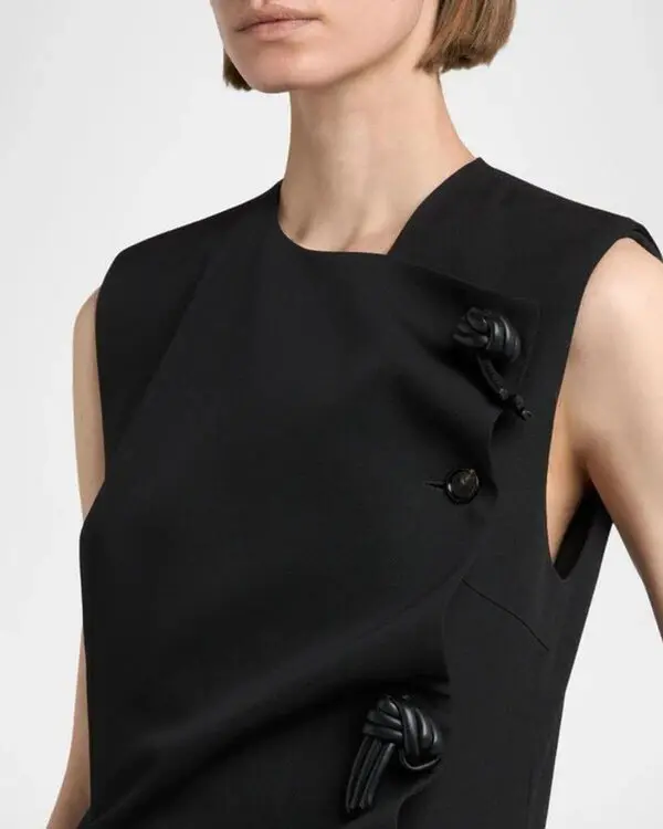 Bottega Veneta Asymmetric Neck Shift Maxi Dress - Double Black