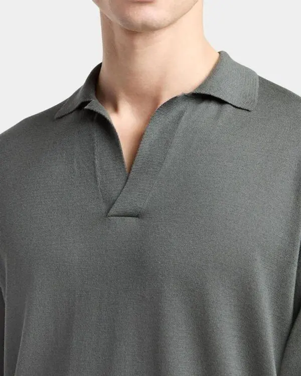 Giorgio Armani Apos;s Silk And Cotton Johnny Collar Polo Sweater