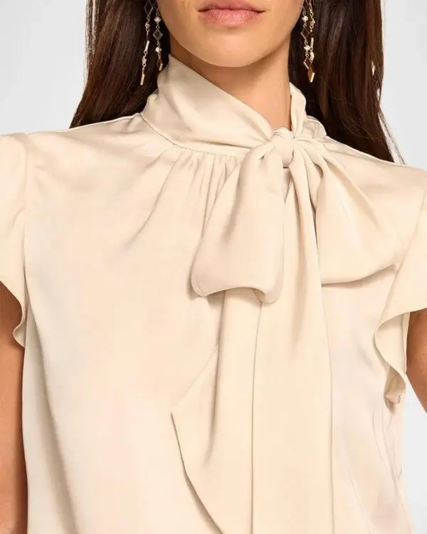 Ramy Brook Balinda Tie-neck Satin Blouse