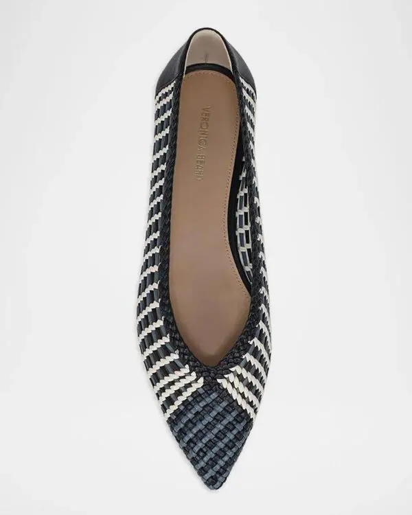 Veronica Beard Bancroft Woven Leather Ballerina Flats