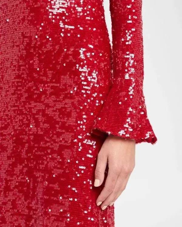 Lapointe Sequined Viscose Flare-sleeve Maxi Dress
