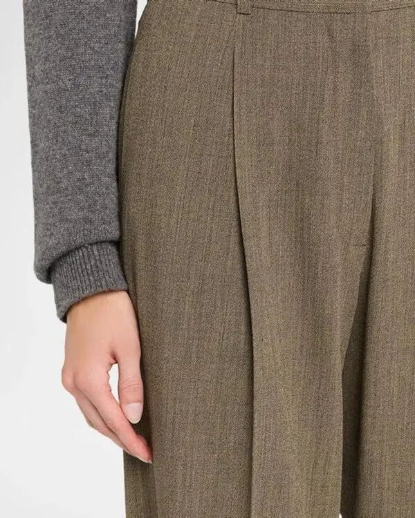 THE ROW Gianni Wool Pleated Tapered-leg Pants
