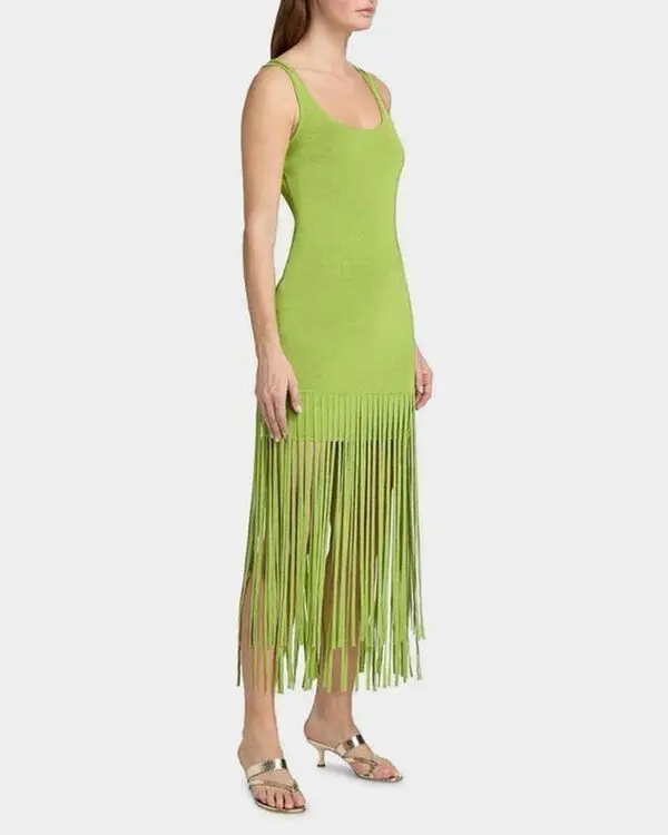 TOCCIN Roxanne Scoop-neck Mini Dress With Fringe
