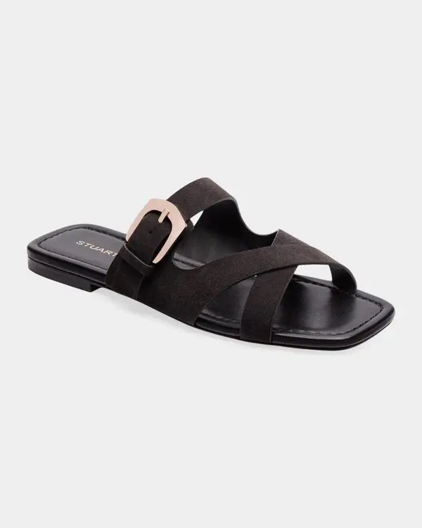 STUART WEITZMAN Sai Suede Slide Sandals - Shadow