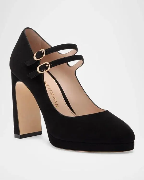 STUART WEITZMAN 100mm Babette Suede Platform Mary Janes