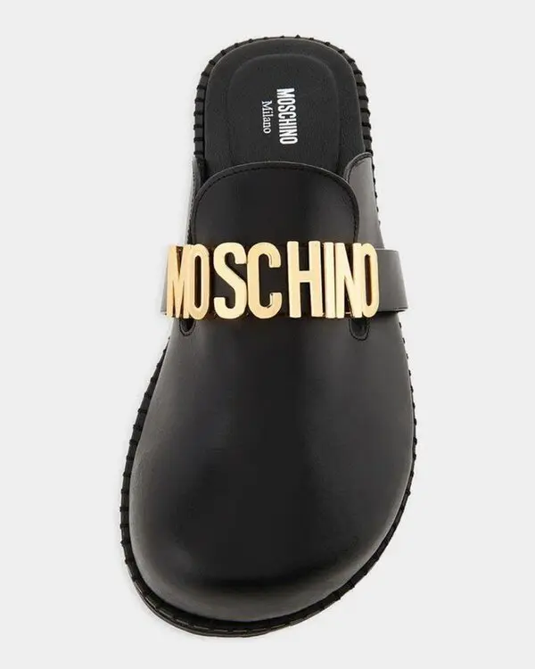 Moschino Apos;s M Logo Leather Mules