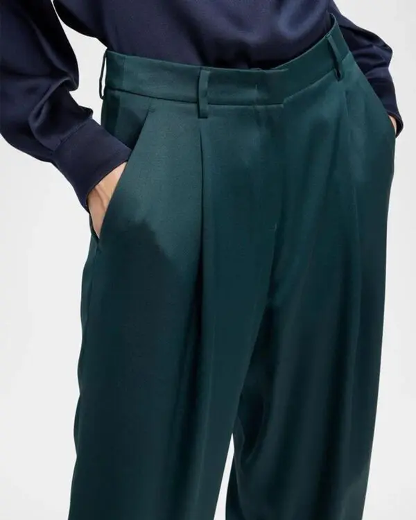 Giorgio Armani Pleated Silk Straight-leg Trousers