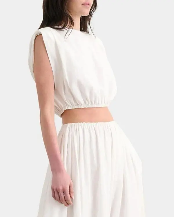 TOCCIN Sirelle Linen-cotton Crop Top - Conut