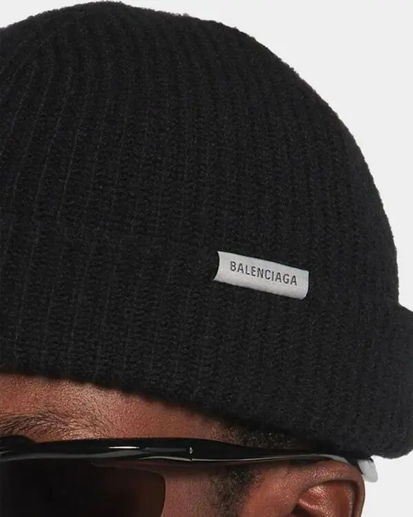 Balenciaga Logo Wool Beanie - Graphitner