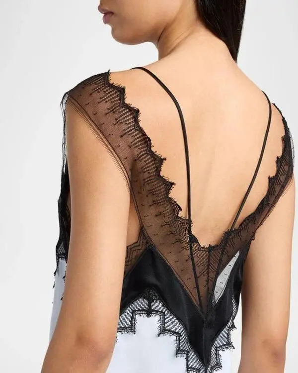TOM FORD Silk Wool Suiting Lace-trim Mini Dress - Sky Black