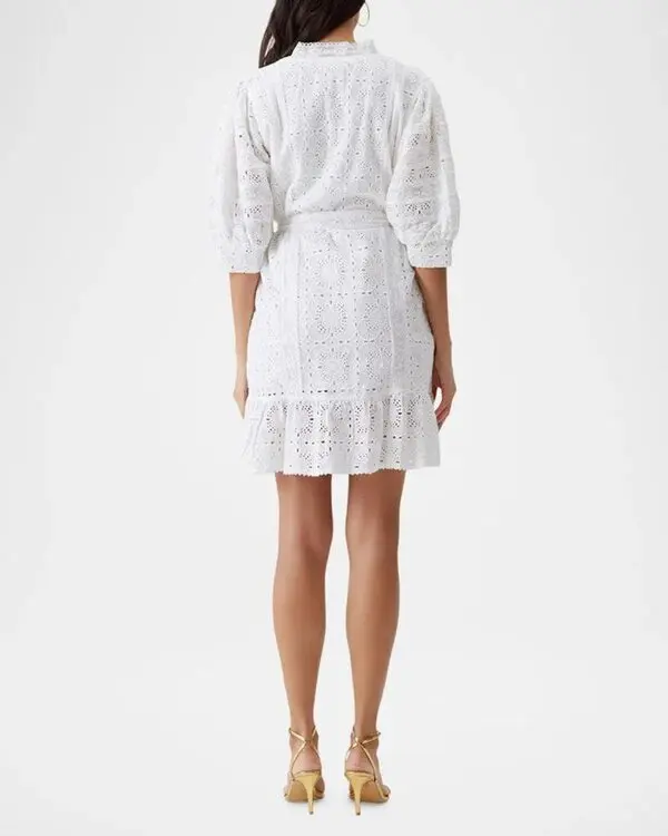 Melissa Odabash Reagan Eyelet Button-front Mini Dress - White