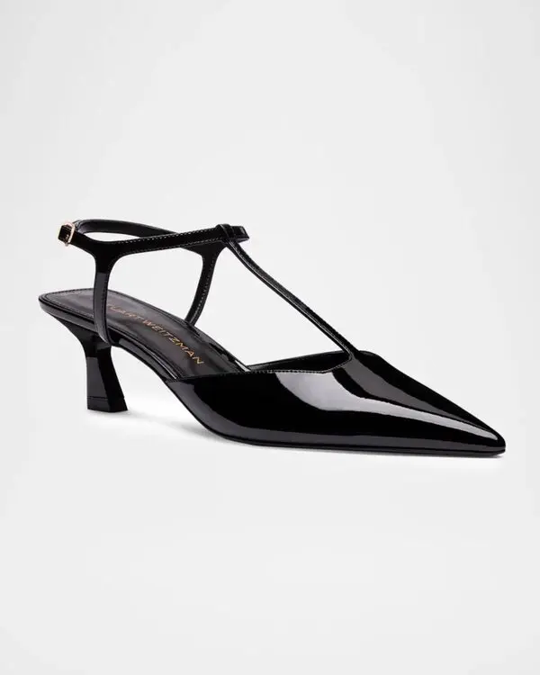 STUART WEITZMAN 50mm Vinnie Patent Leather T-strap Pumps