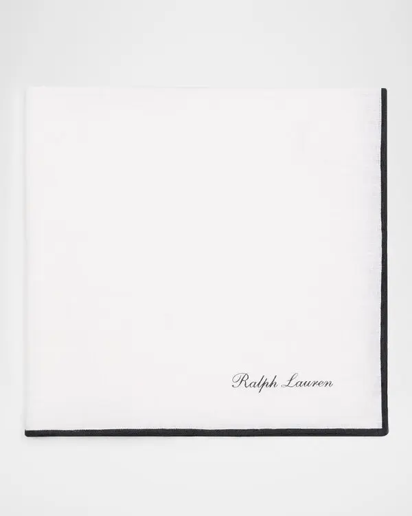Ralph Lauren Purple Label Apos;s Tipped Linen Pocket Square
