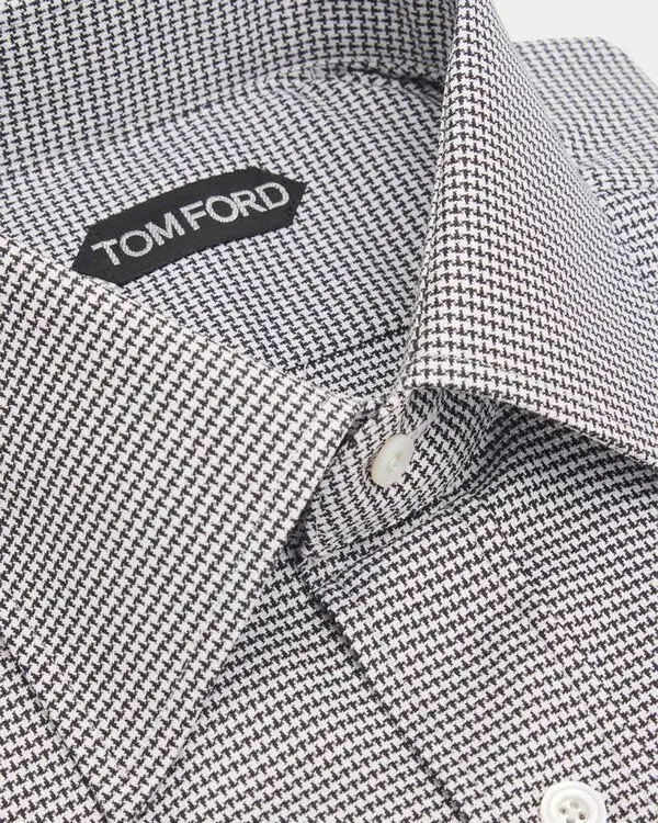 TOM FORD Apos;s Cotton Micro-houndstooth Dress Shirt
