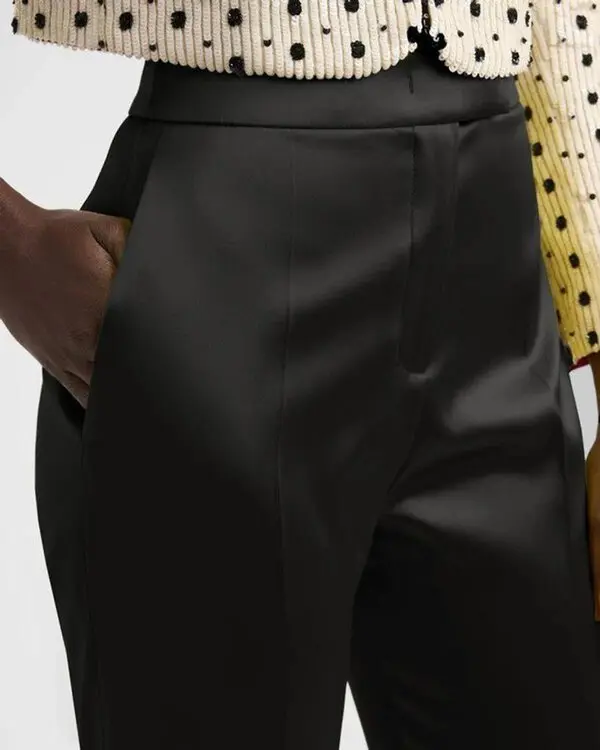 Valentino Garavani High-rise Satin Straight-leg Trousers - Nero