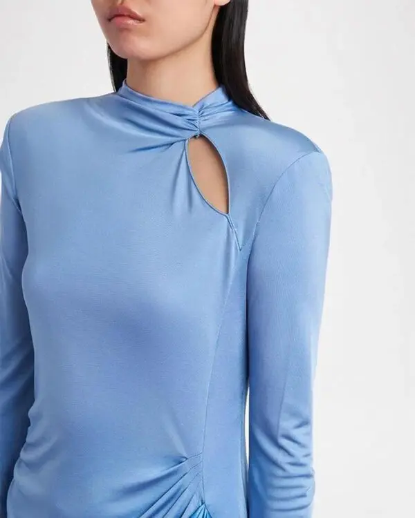 Valentino Garavani Long-sleeve Draped Satin Maxi Dress