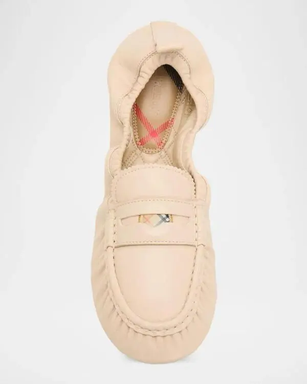 Burberry Fawn Leather Loafer Ballerina Flats