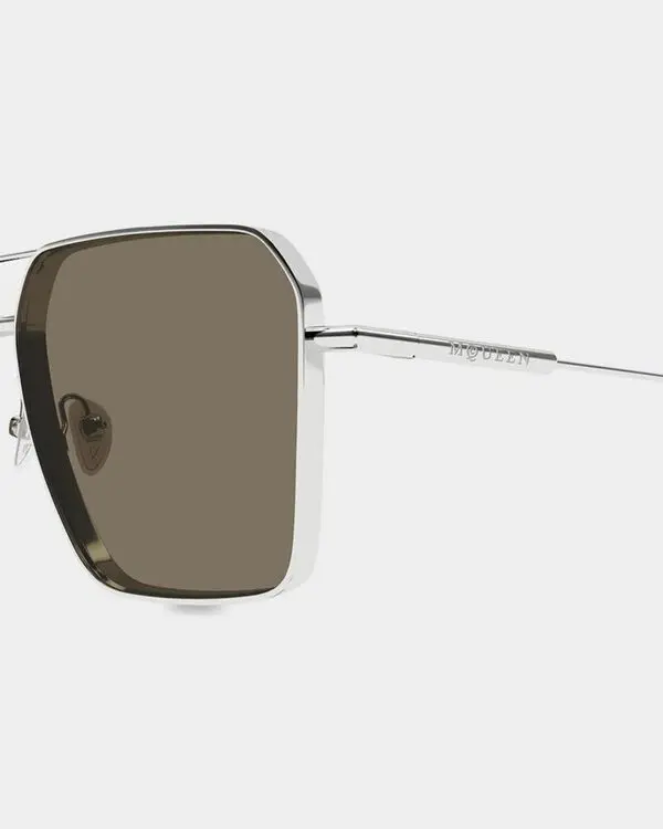 Alexander McQueen Metal Cross-bar 60mm Navigator Sunglasses