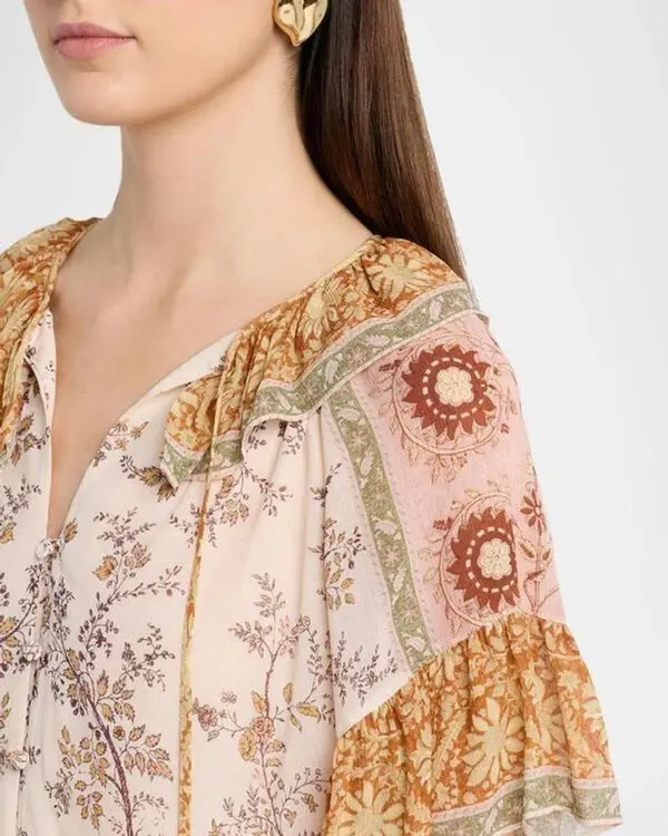 Kobi Halperin Verity V-neck Ruffle Sleeve Blouse