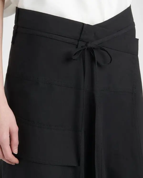 Bottega Veneta Asymmetric Cotton Toile Maxi Skirt - Double Black