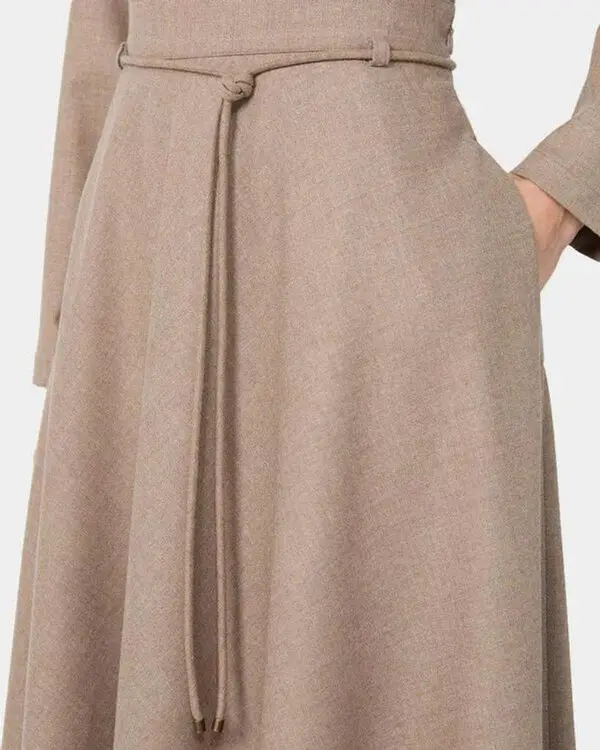 Max Mara Cashmere Belted Midi Skirt - Sand