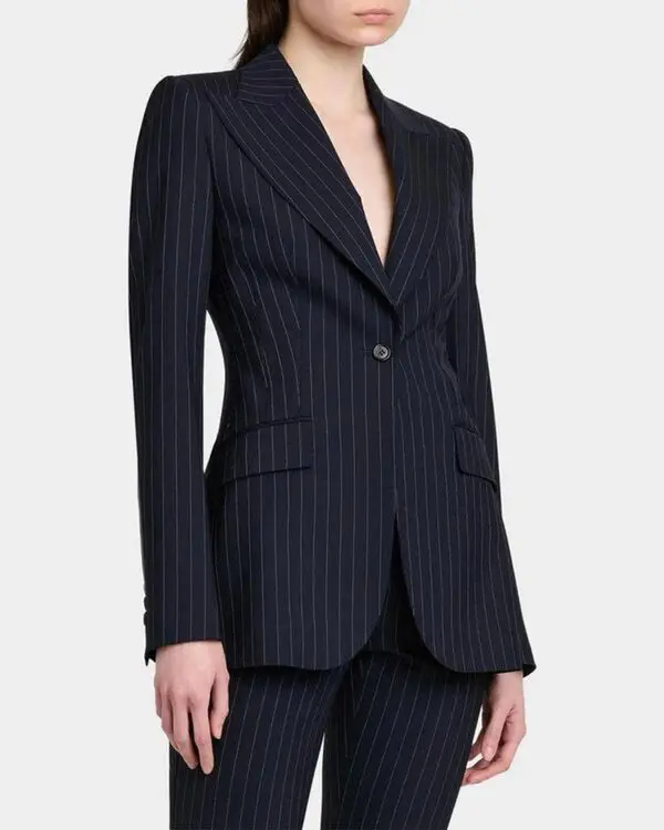 Dolce & Gabbana Pinstriped Stretch Virgin-wool Single-breasted Blazer