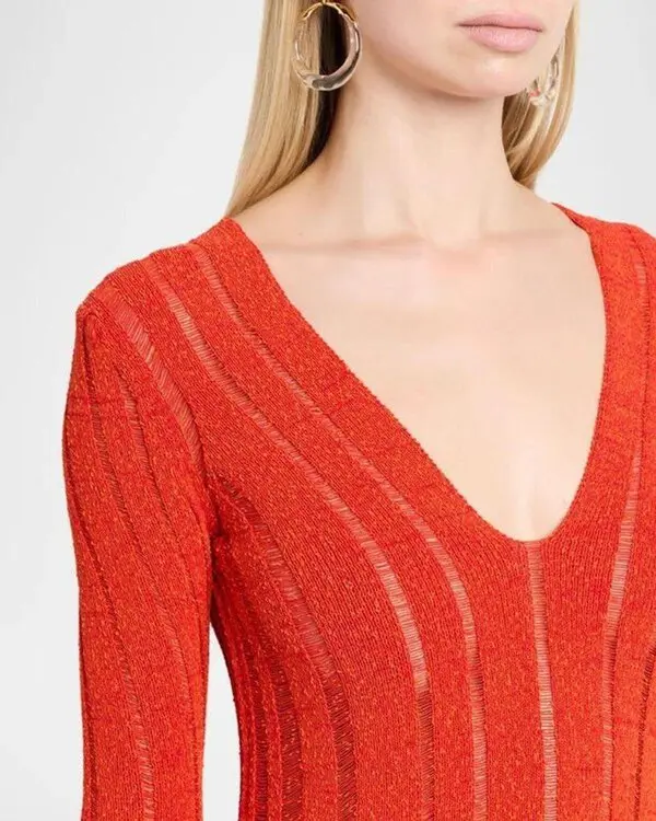 Proenza Schouler Maelle Maxi Dress In Sheer Viscose - Red Multi